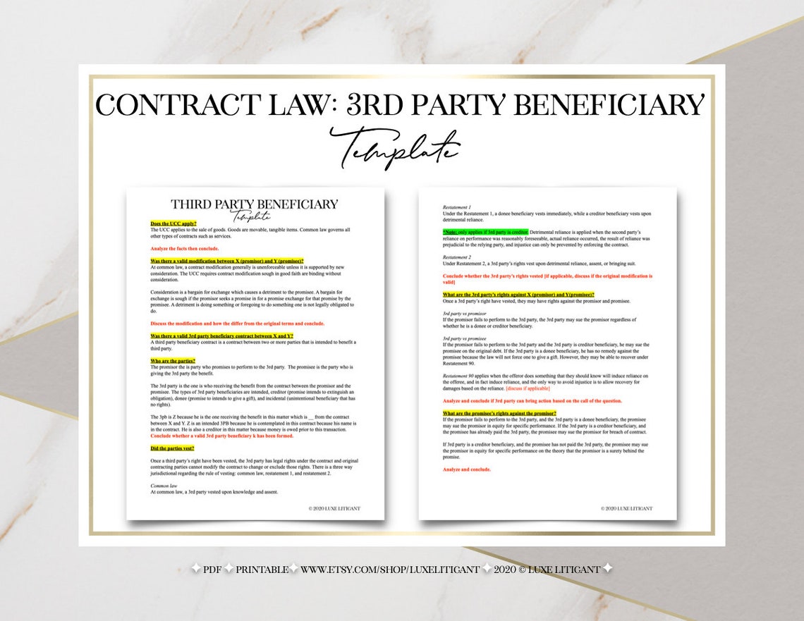 Contract Law: Assignment, 3rd Party Beneficiary, & Delegation Template ...