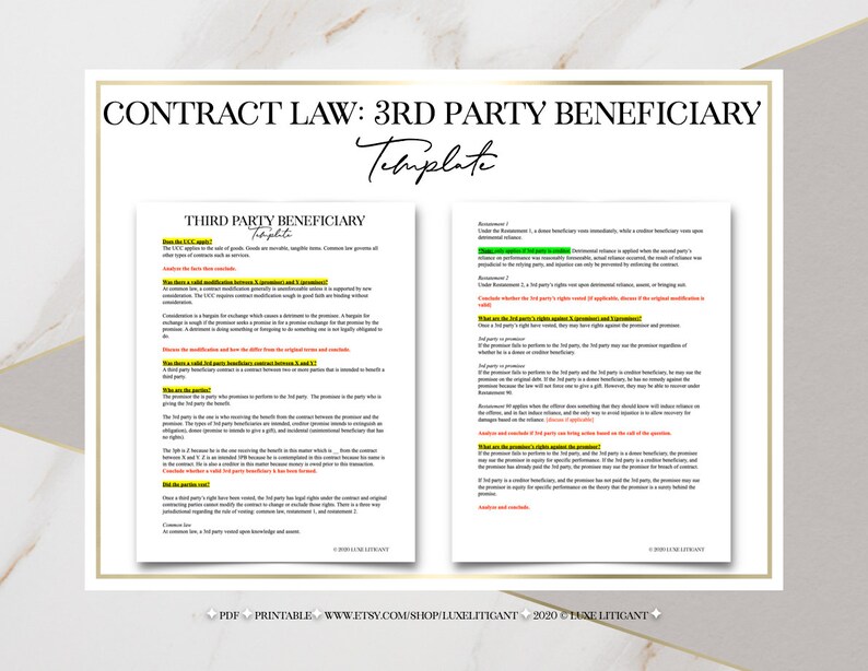 Contract Law: Assignment, 3rd Party Beneficiary, & Delegation Template ...