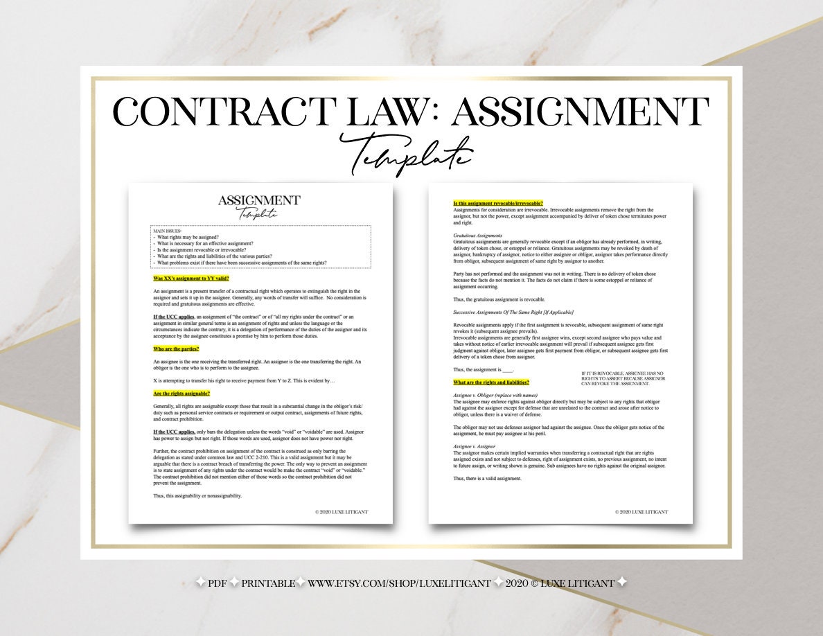 Contract Law: Assignment, 3rd Party Beneficiary, & Delegation Template - DIGITAL DOWNLOAD ONLY ...