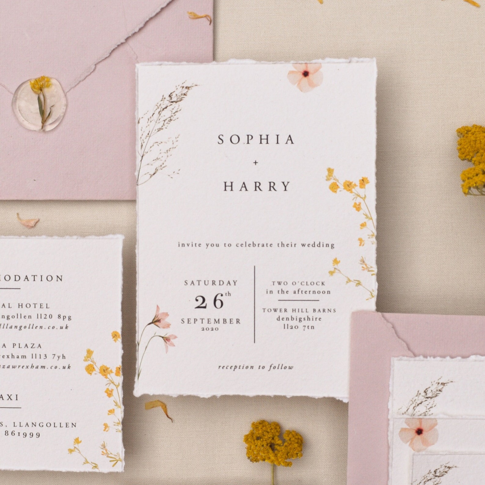 Pressed Flowers Wedding Invitation / Floral Wedding Invitation - Etsy