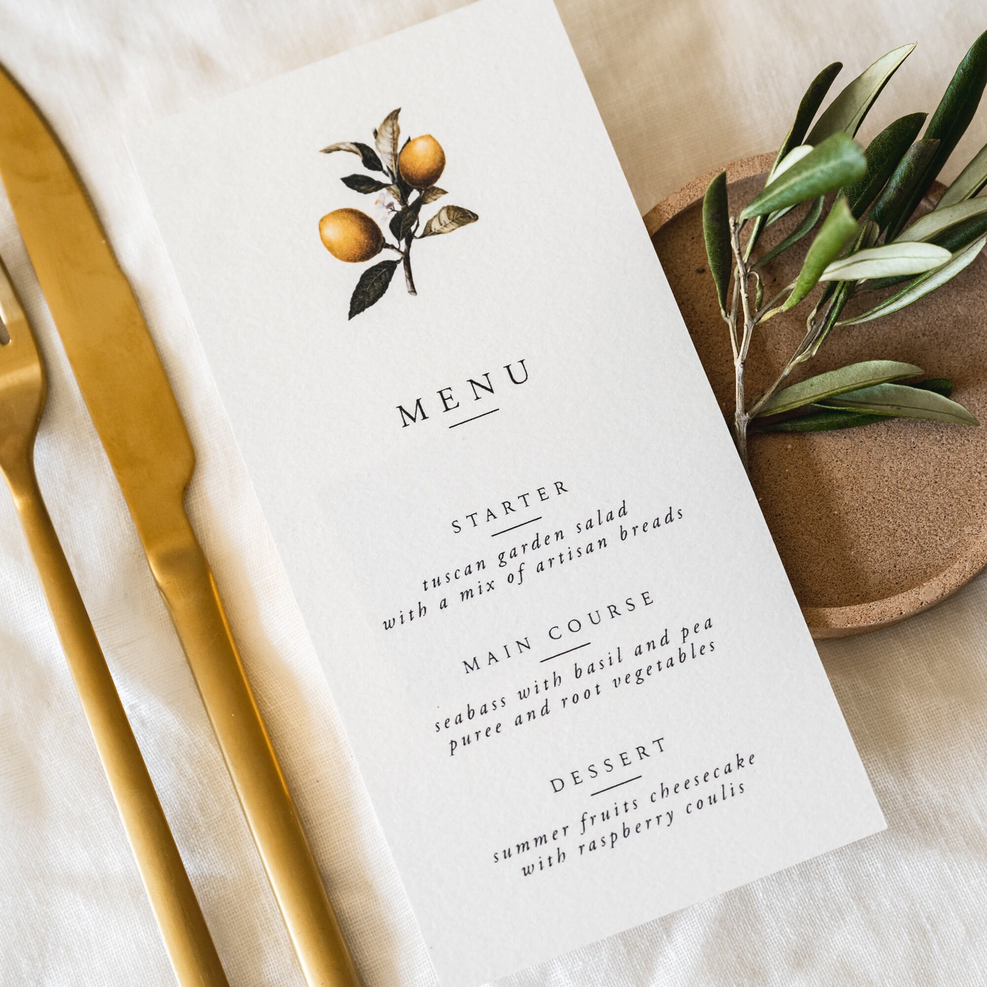 Lemon Wedding Menu / Menu / Wedding Stationery / Mediterranean - Etsy