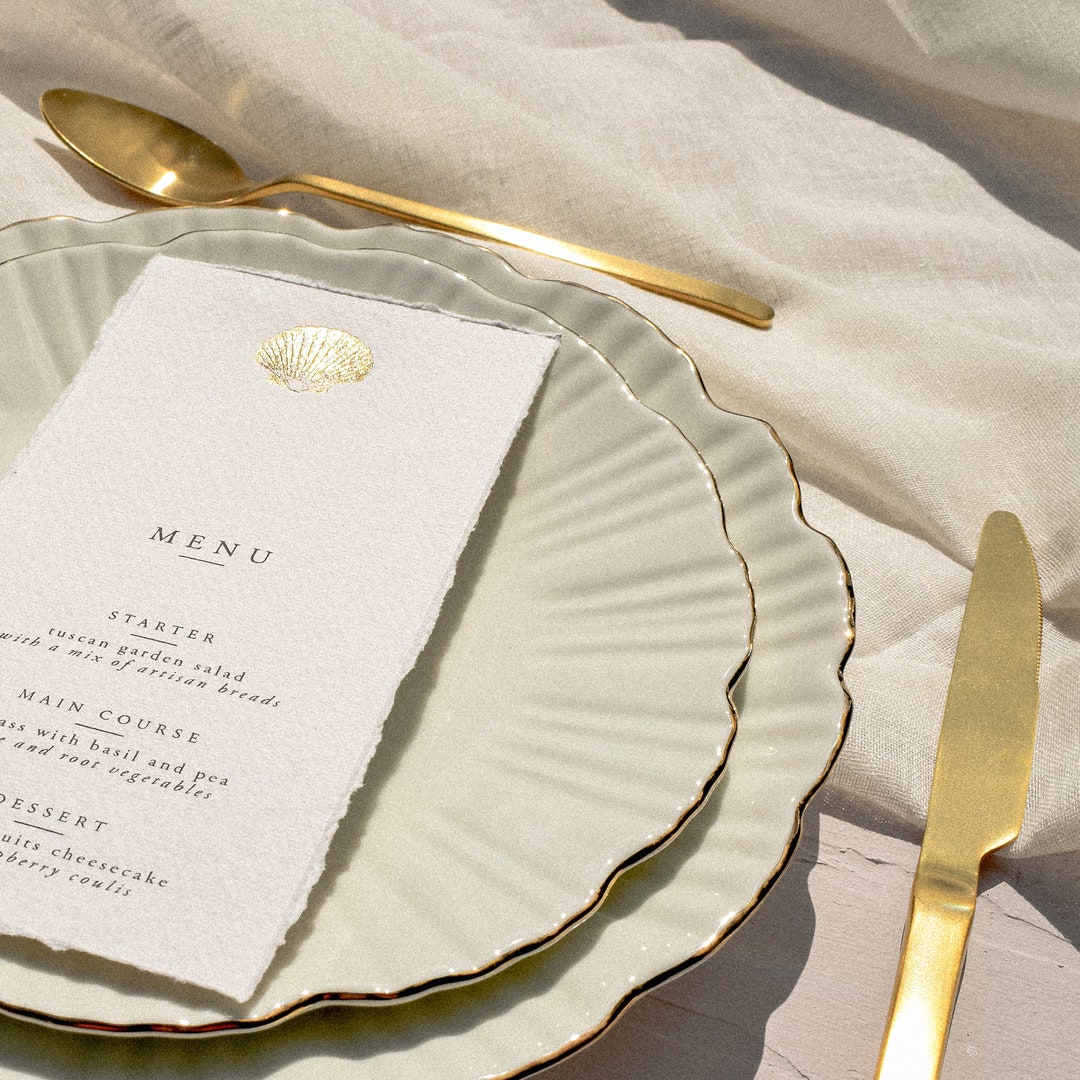 Shell Wedding Menu / Menu / Wedding Stationery / Wedding Table Decor ...