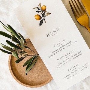 Lemon Wedding Menu / Menu / Wedding Stationery / Mediterranean Table ...