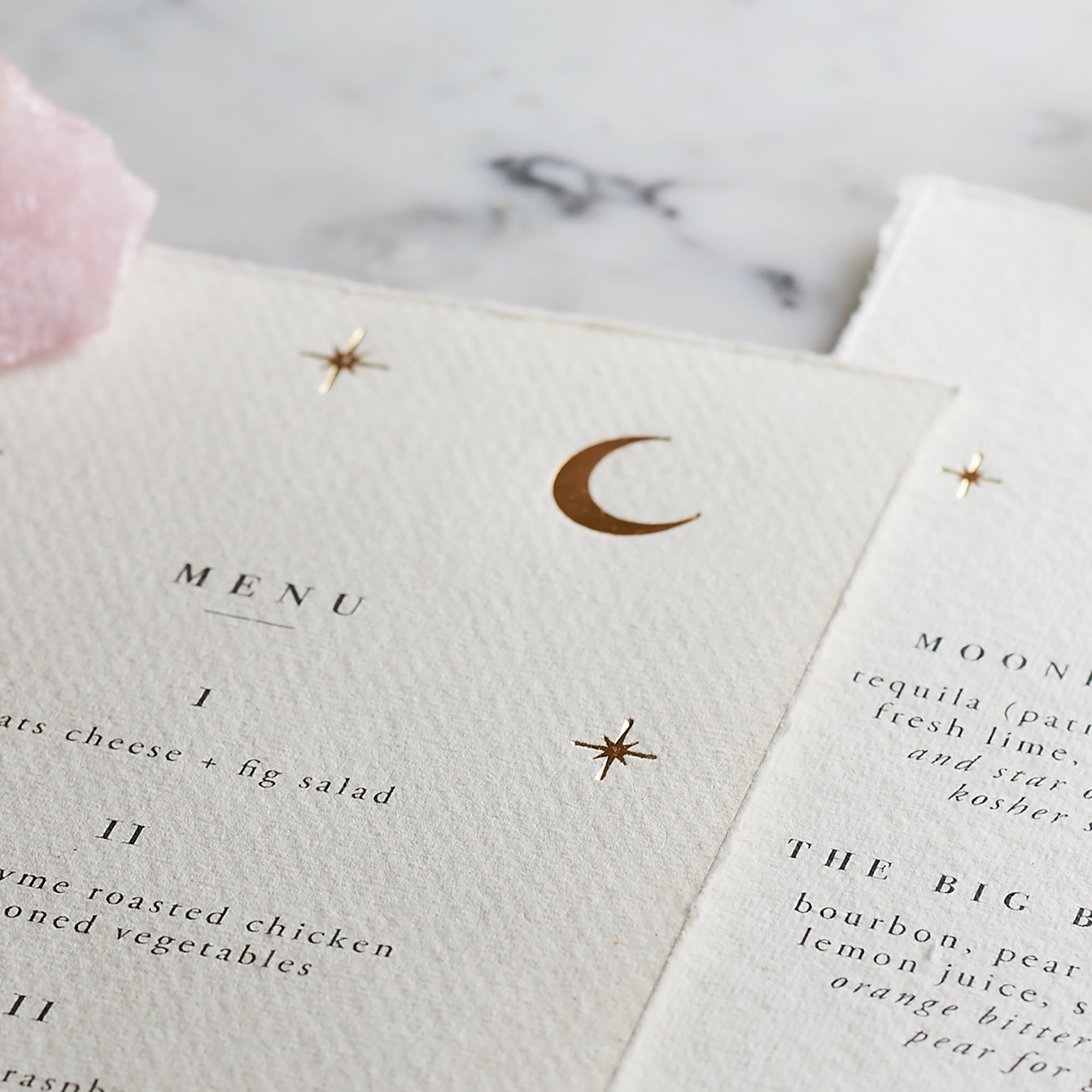 Gold Foil Moon & Stars Wedding Menu: Handmade Cotton Paper - Etsy