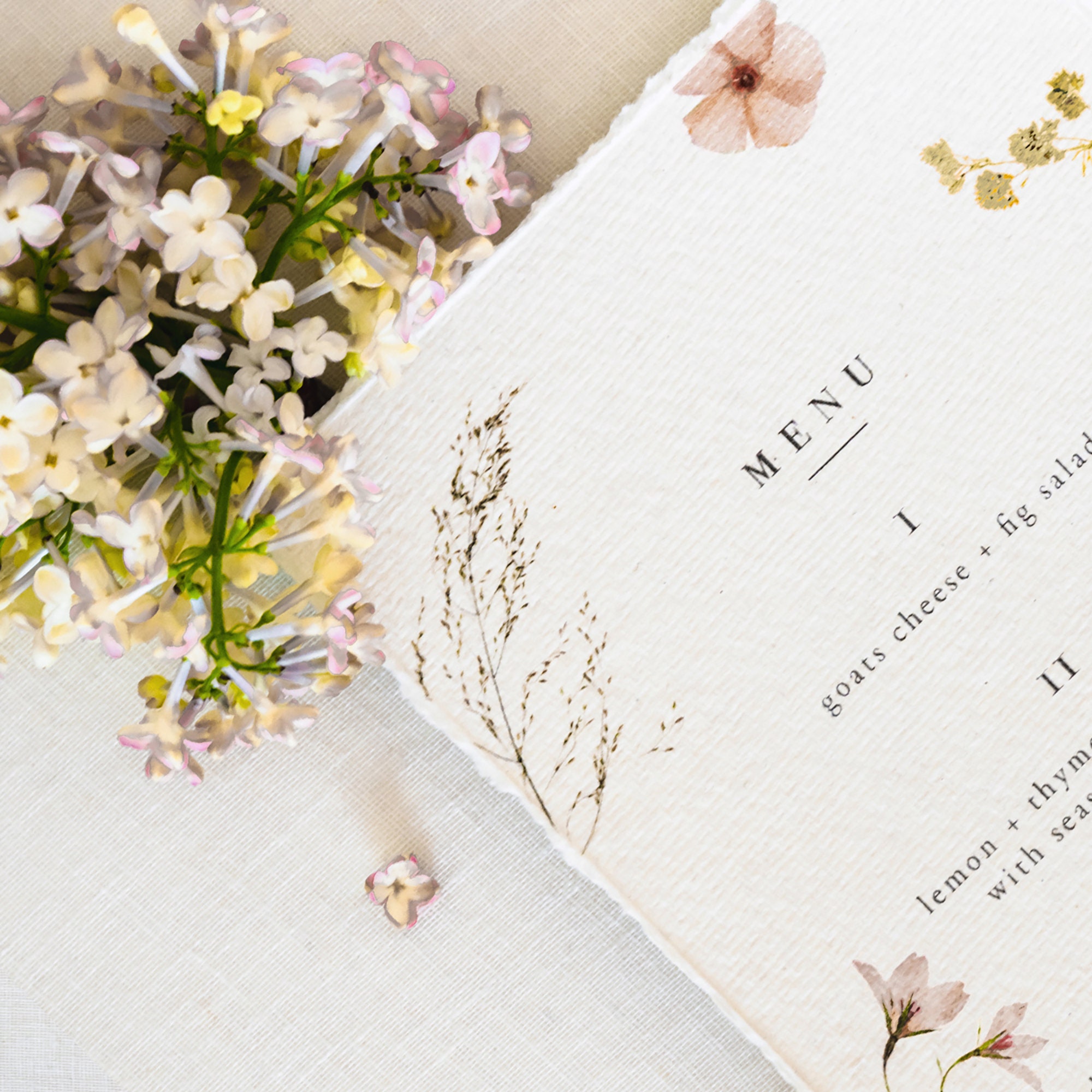 Pressed Flower Wedding Menu / Wedding Menu Card / Floral - Etsy