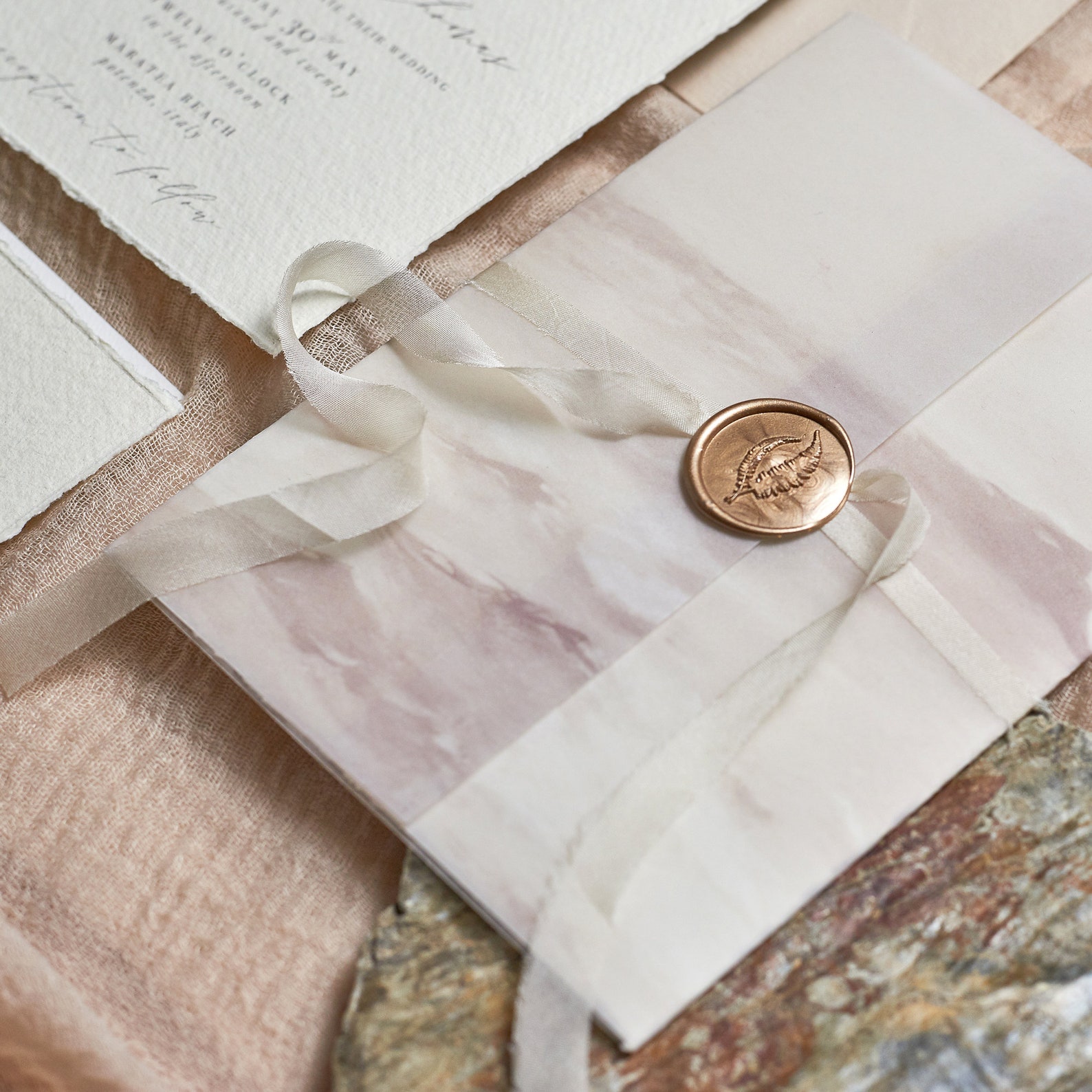 Shell Wedding Invitation / Foil Wedding Invitation / Beach - Etsy