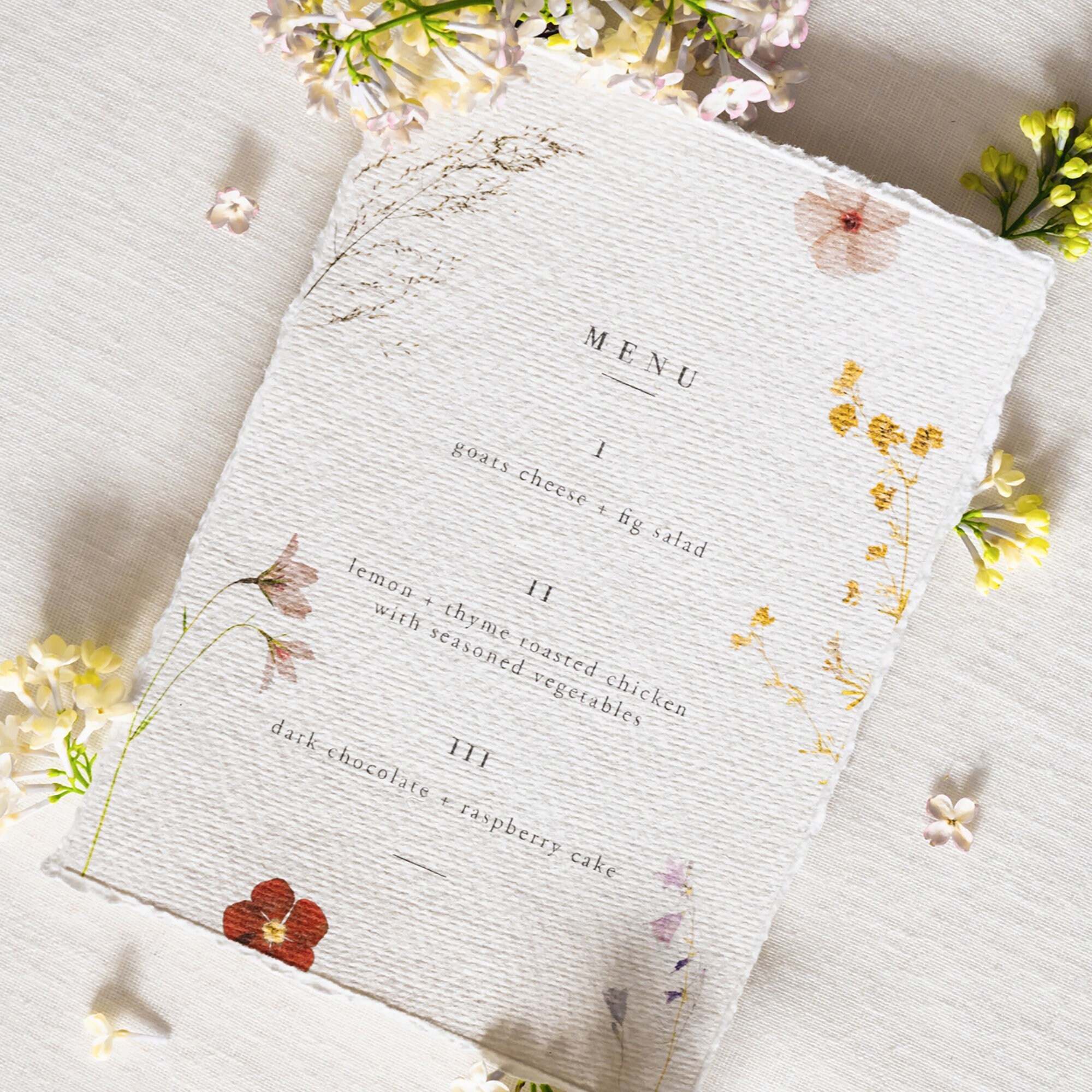 Pressed Flower Wedding Menu / Wedding Menu Card / Floral - Etsy