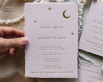 Wedding Invitation Celeste Luxury Foil Navy Invite, Celestial Moon, Sun ...