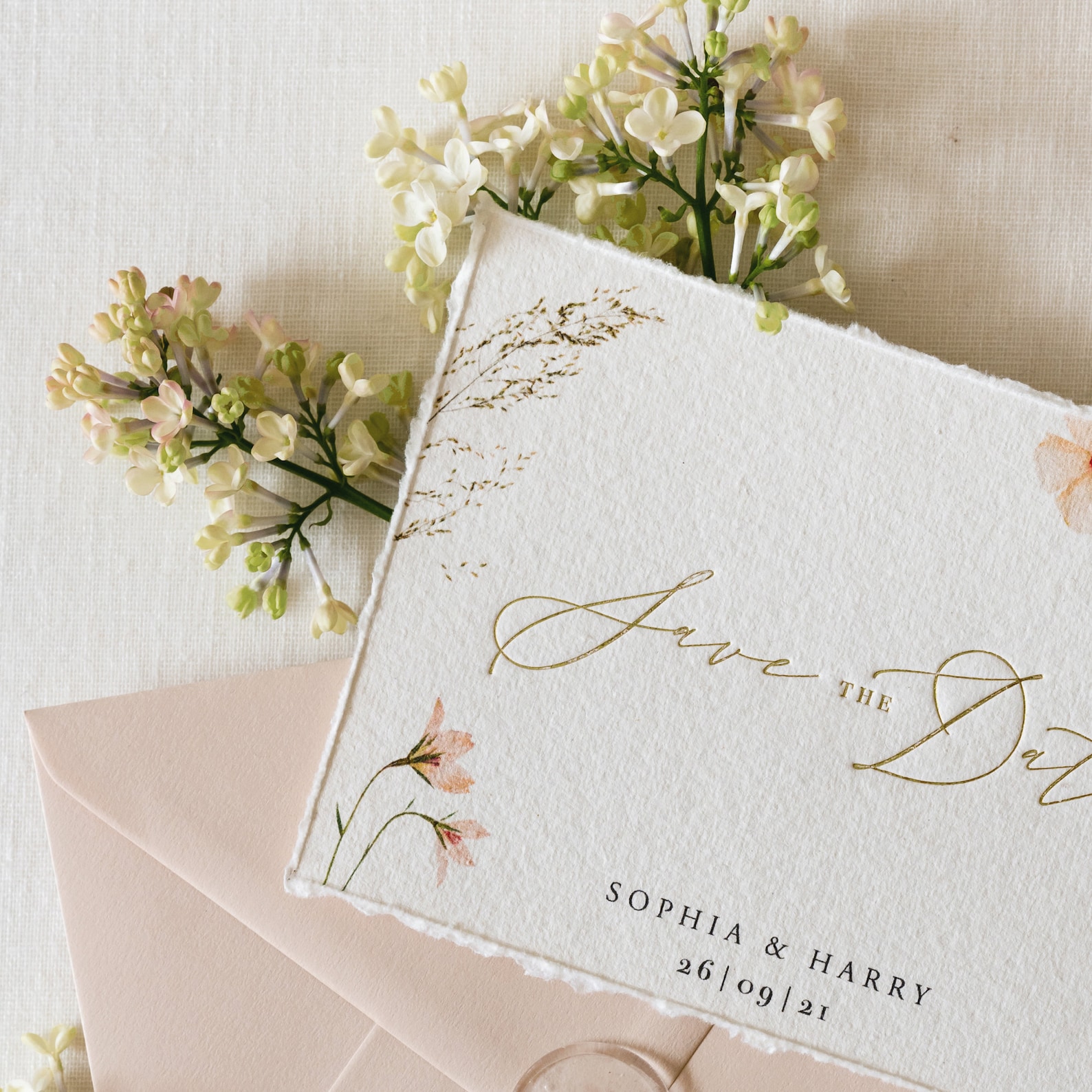 Pressed Flower Save the Date / Floral Save the Date / - Etsy