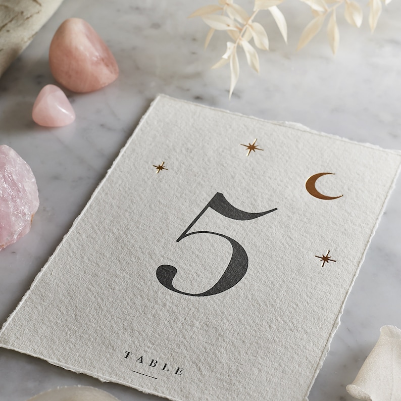 Gold Foil Moon & Stars Table Numbers: Handmade Cotton Paper - Etsy