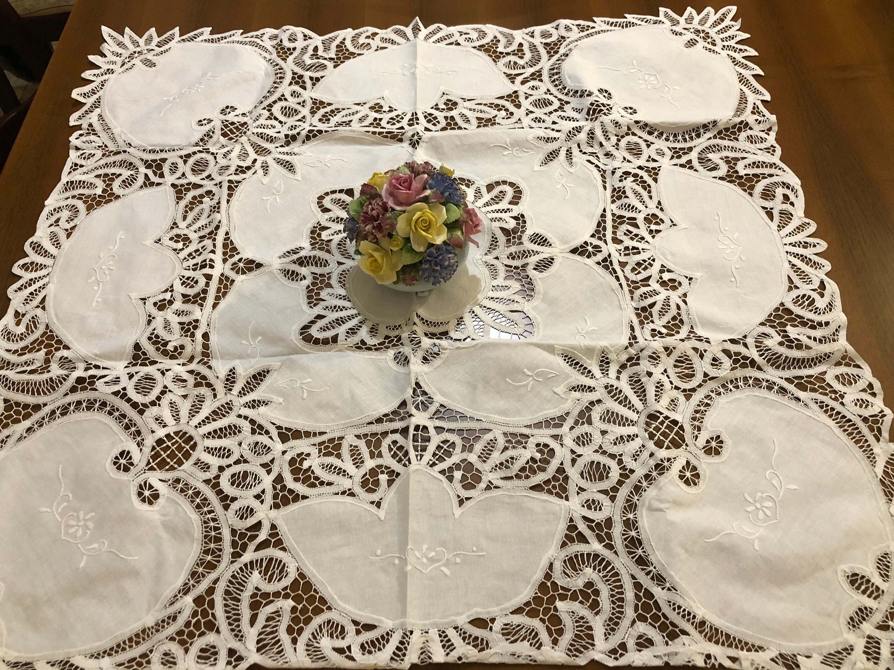 Vintage Battenburg Lace Tablecloth 90cm X 90cm - Cotton - Handmade - Etsy
