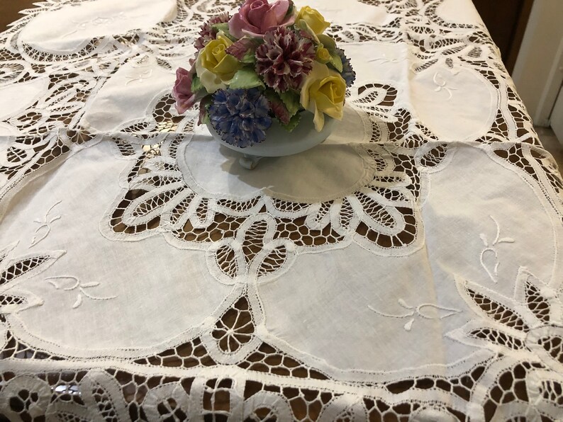 Vintage Battenburg Lace Tablecloth 90cm X 90cm - Cotton - Handmade - Etsy