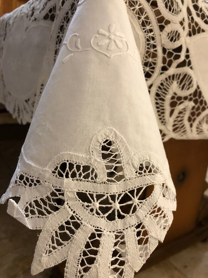 Vintage Battenburg Lace Tablecloth 90cm X 90cm - Cotton - Handmade - Etsy
