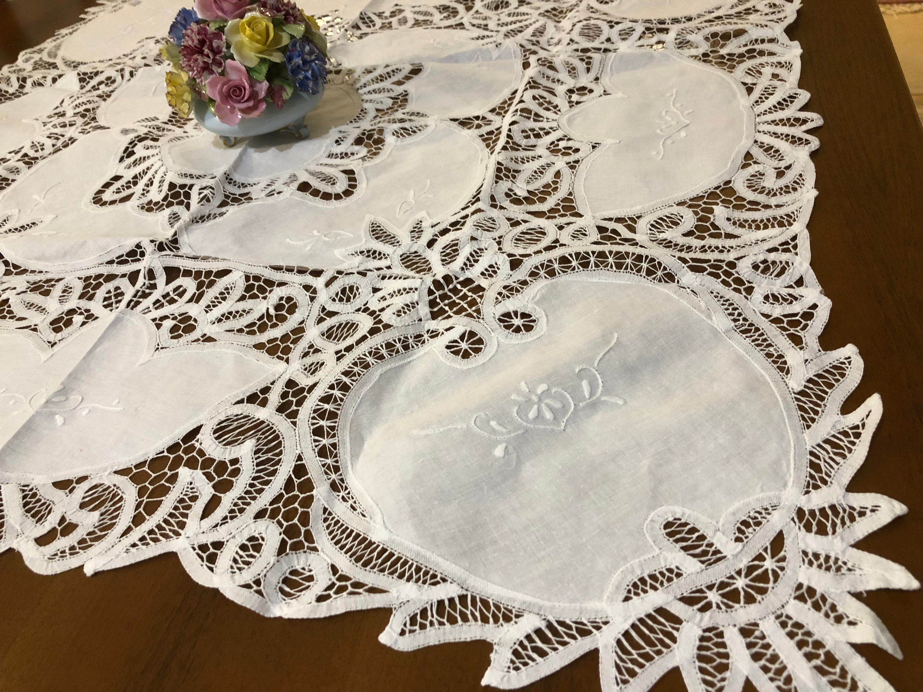 Vintage Battenburg Lace Tablecloth 90cm X 90cm - Cotton - Handmade - Etsy