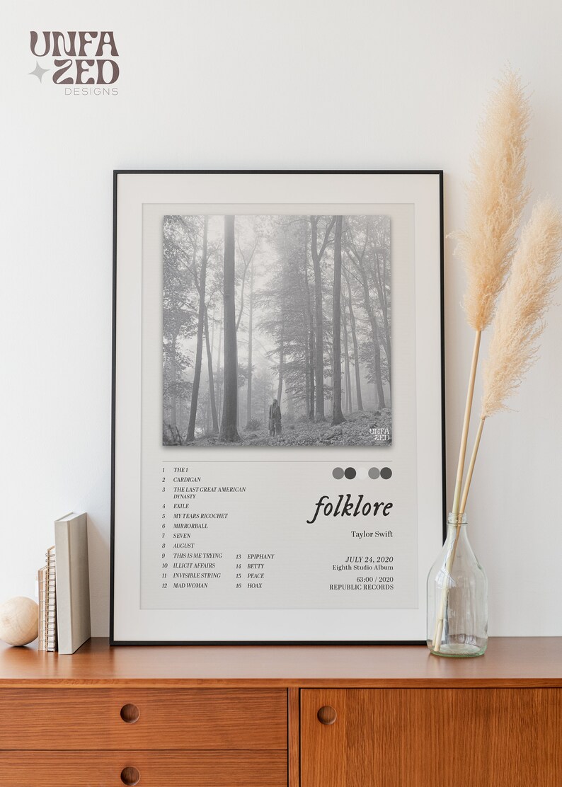 TAYLOR SWIFT Póster de la carátula del álbum Folklore - Etsy México
