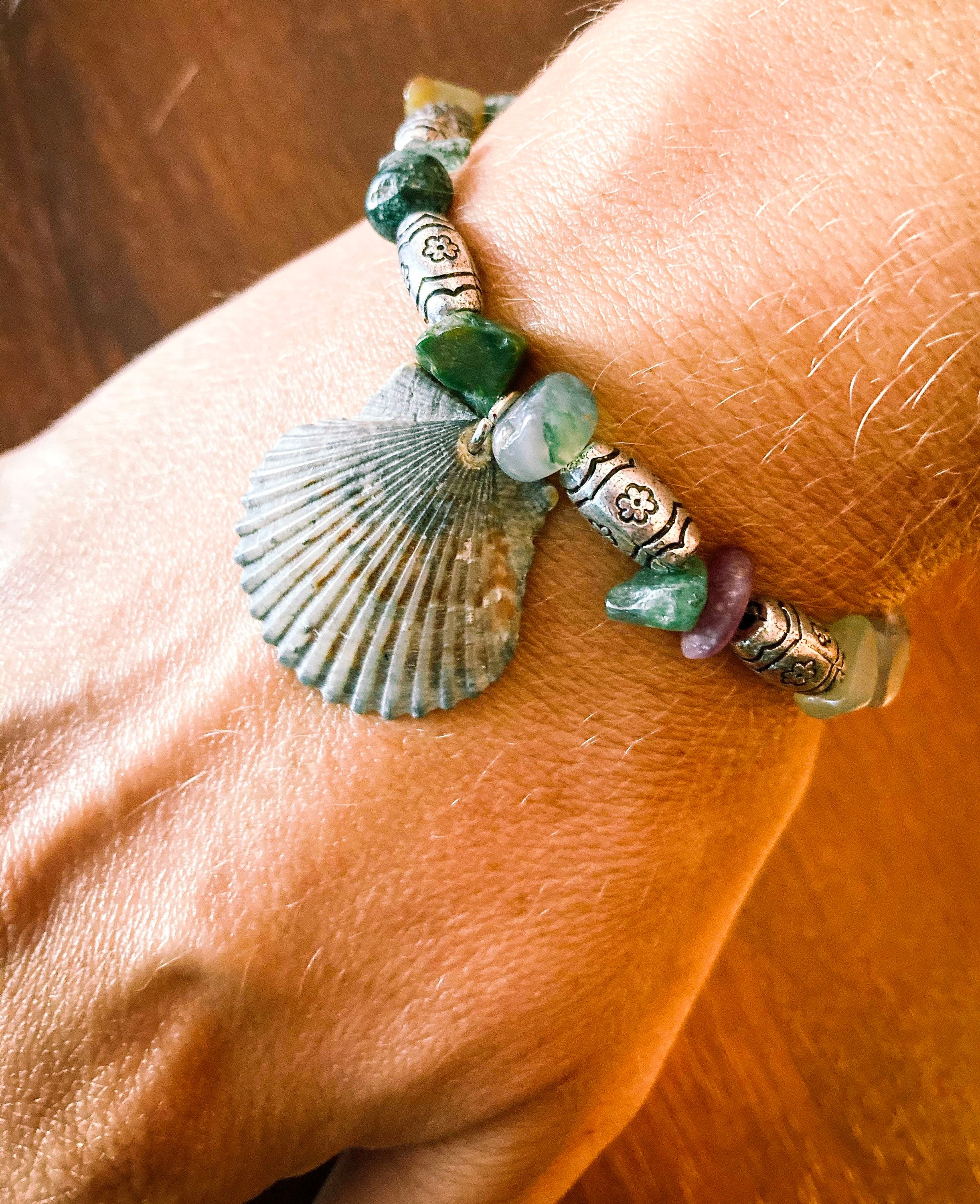 Seashell Bracelet Beaded Bracelet Beach Jewelry Jade Jewelry - Etsy