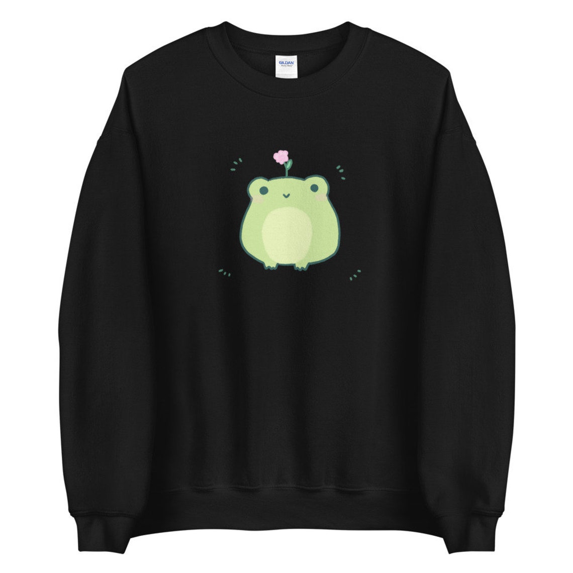 Cute Frog Sweatshirt Kawaii Frog With Flower Shirt Frog Etsy