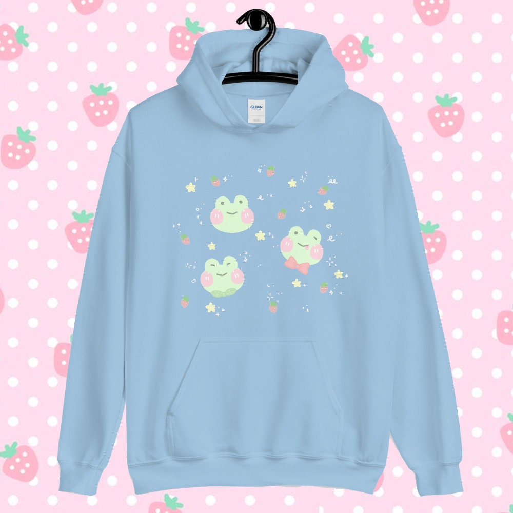 Kawaii Strawberry Frogs Hoodie Harajuku Ropa Fairy Kei Etsy