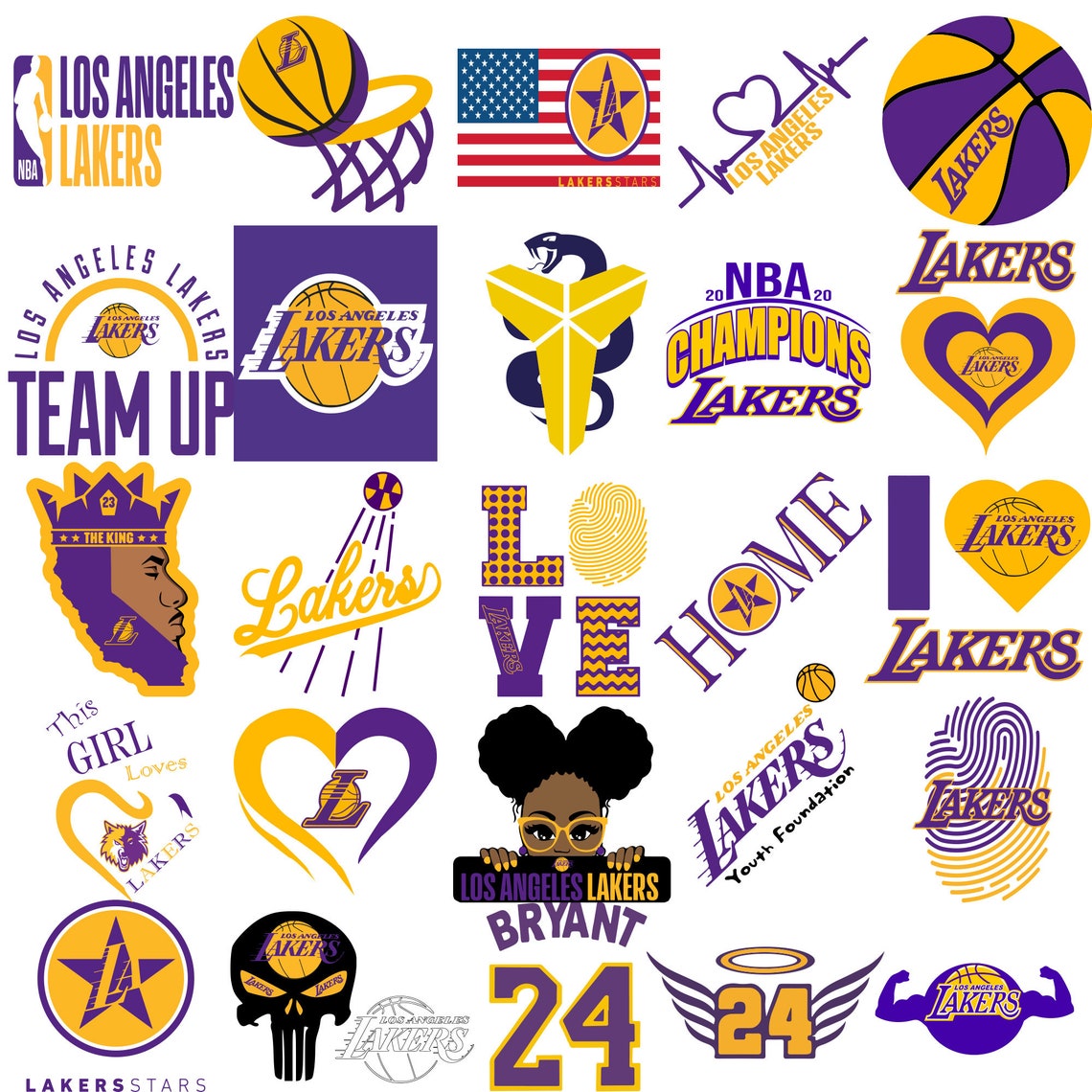 Los Angeles Lakers Svg Lakers Svg Bundle Nba Team Logo Svg Etsy