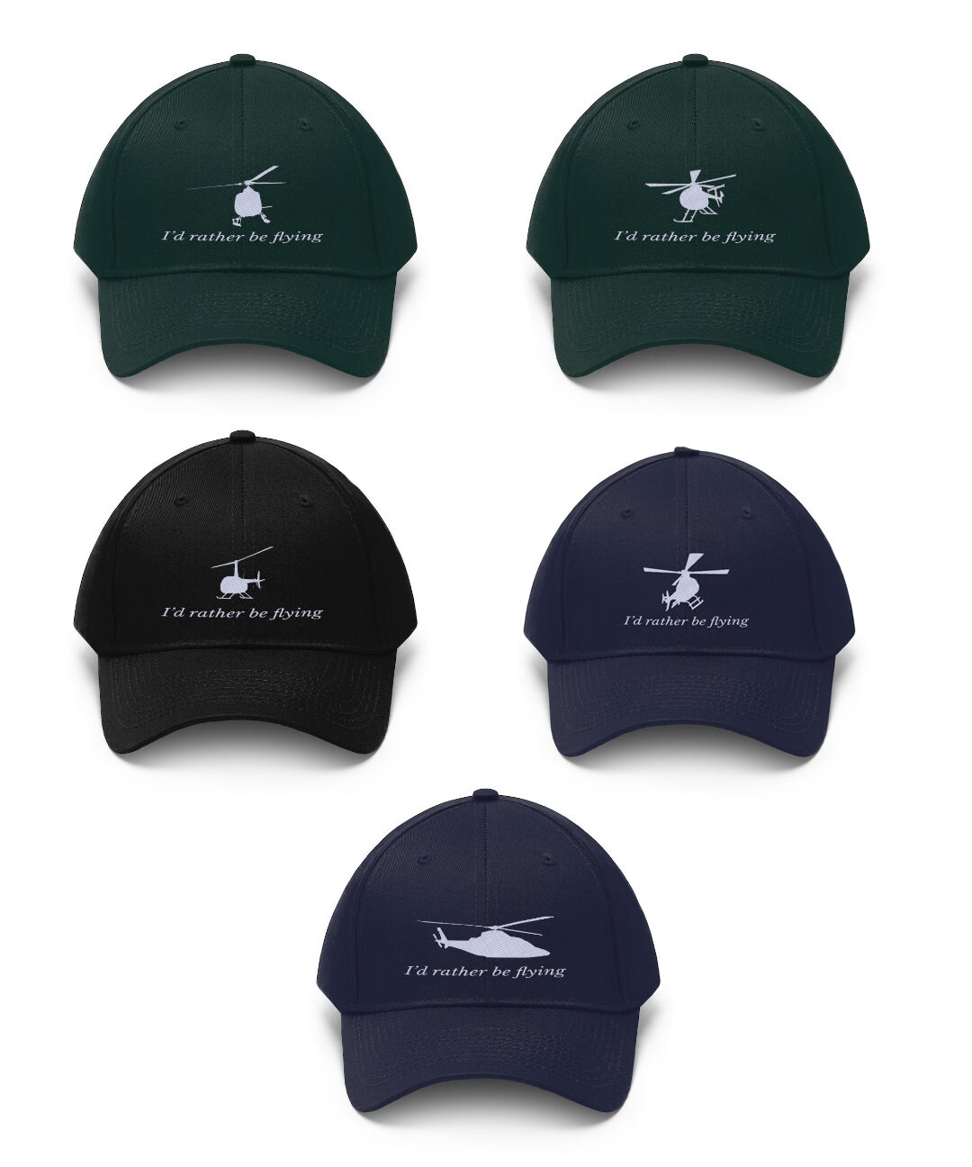 I'd Rather Be Flying Twill Hats by Helicopter, Helicopter Pilot Hat ...