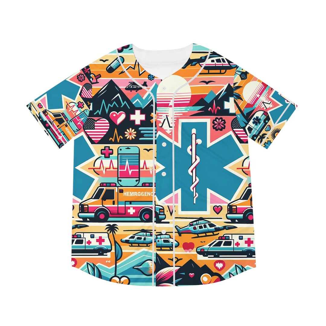 EMS Worker Baseball Jersey - Colorful Fun Shirt for Men, First ...