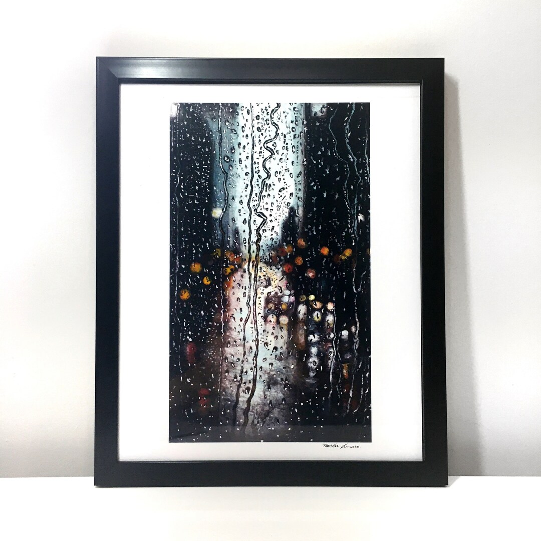 Rainy Day Look Through Window Painting Art Print // Home Decor // 5x7 ...