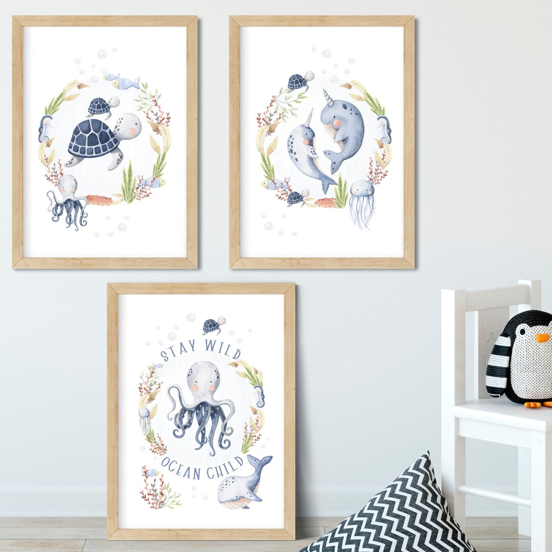 PRINTABLE Set of 3 Under the Sea Prints. Ocean Nursery Prints, Sea Life ...