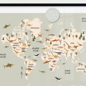 PRINTABLE Dinosaur Map in Green, Jurassic World Map, Kids Dinosaur ...