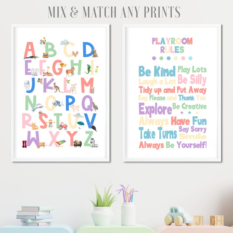 Kids Educational Set of Posters | Alphabet ABC | Numbers 123 | Children ...