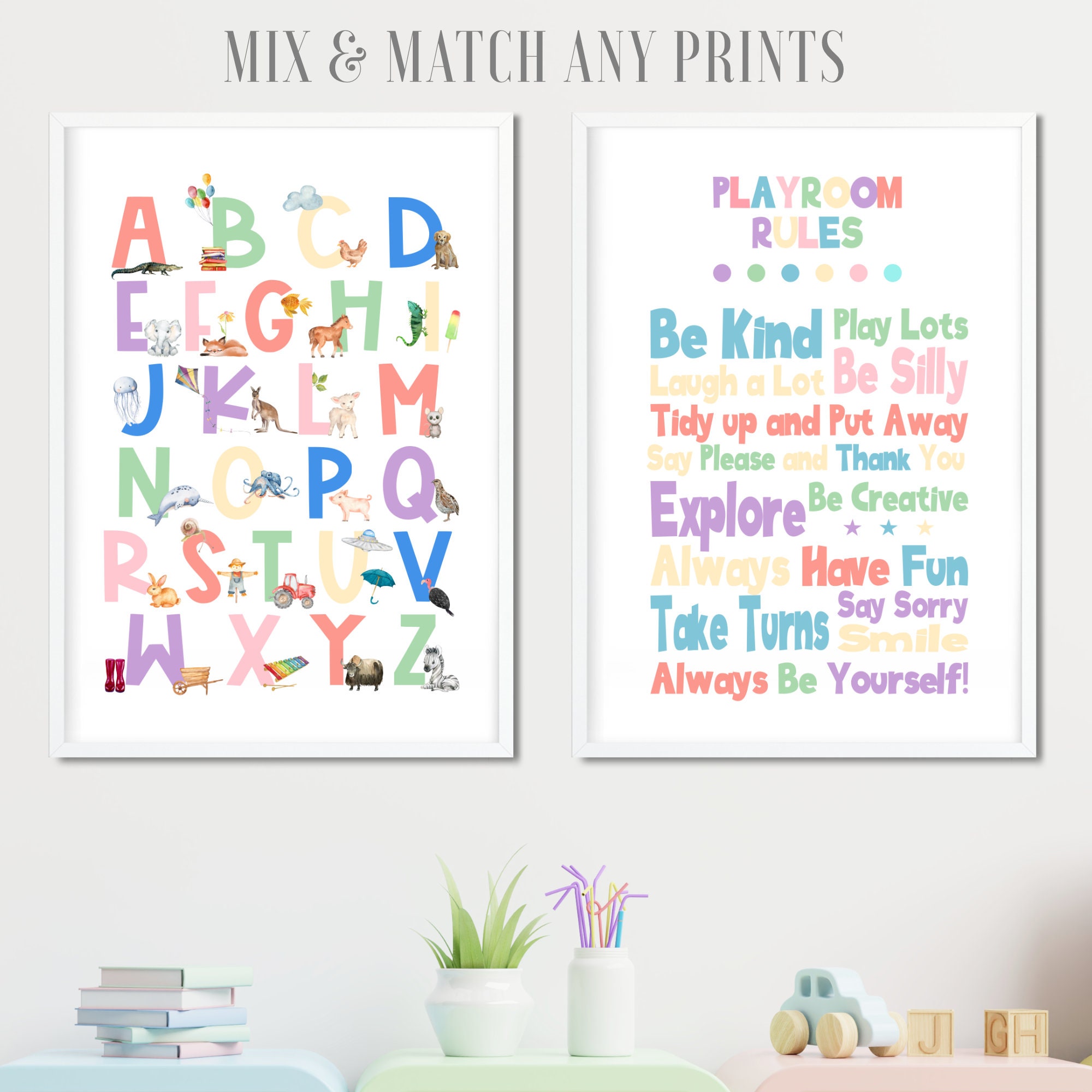 Kids Educational Set of Posters | Alphabet ABC | Numbers 123 | Children ...