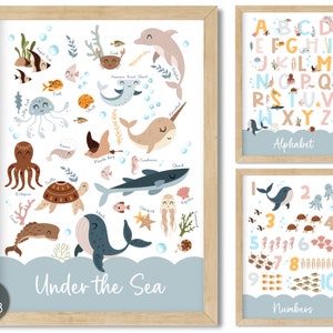 PRINTABLE Set of 3 Under the Sea Prints. Ocean Nursery Prints, Sea Life ...