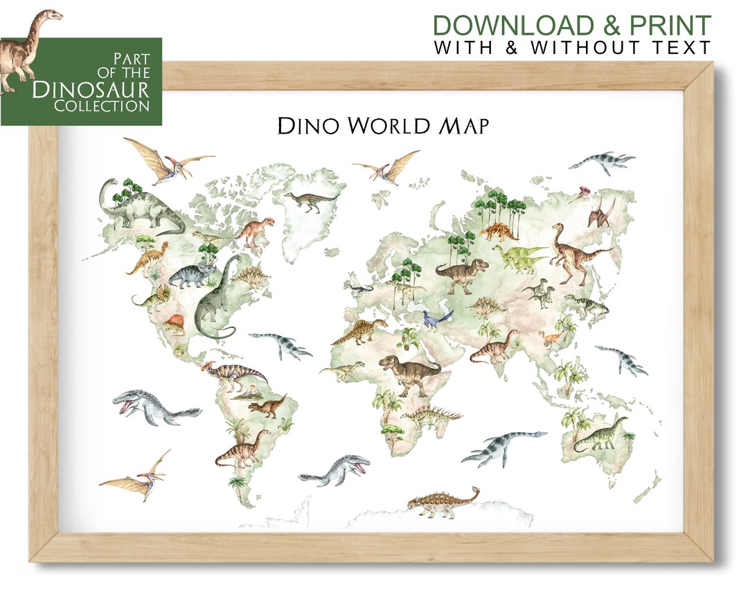 Printable Dinosaur World Map Jurassic World Map - Etsy