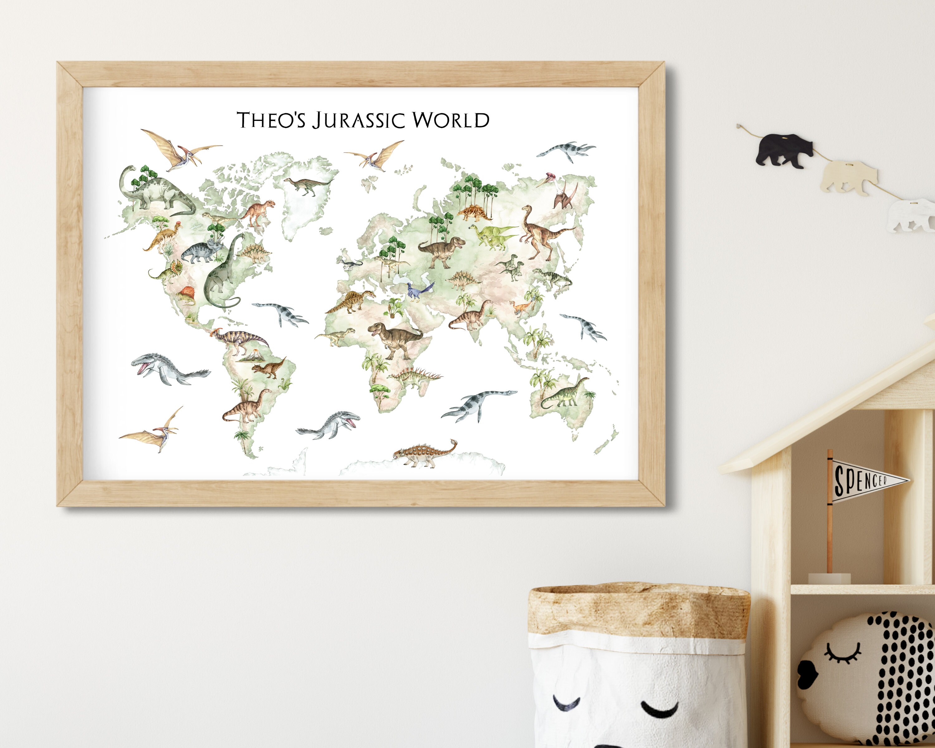 Dinosaur World Map Kids World Map Dinosaur Print Dinosaur - Etsy UK