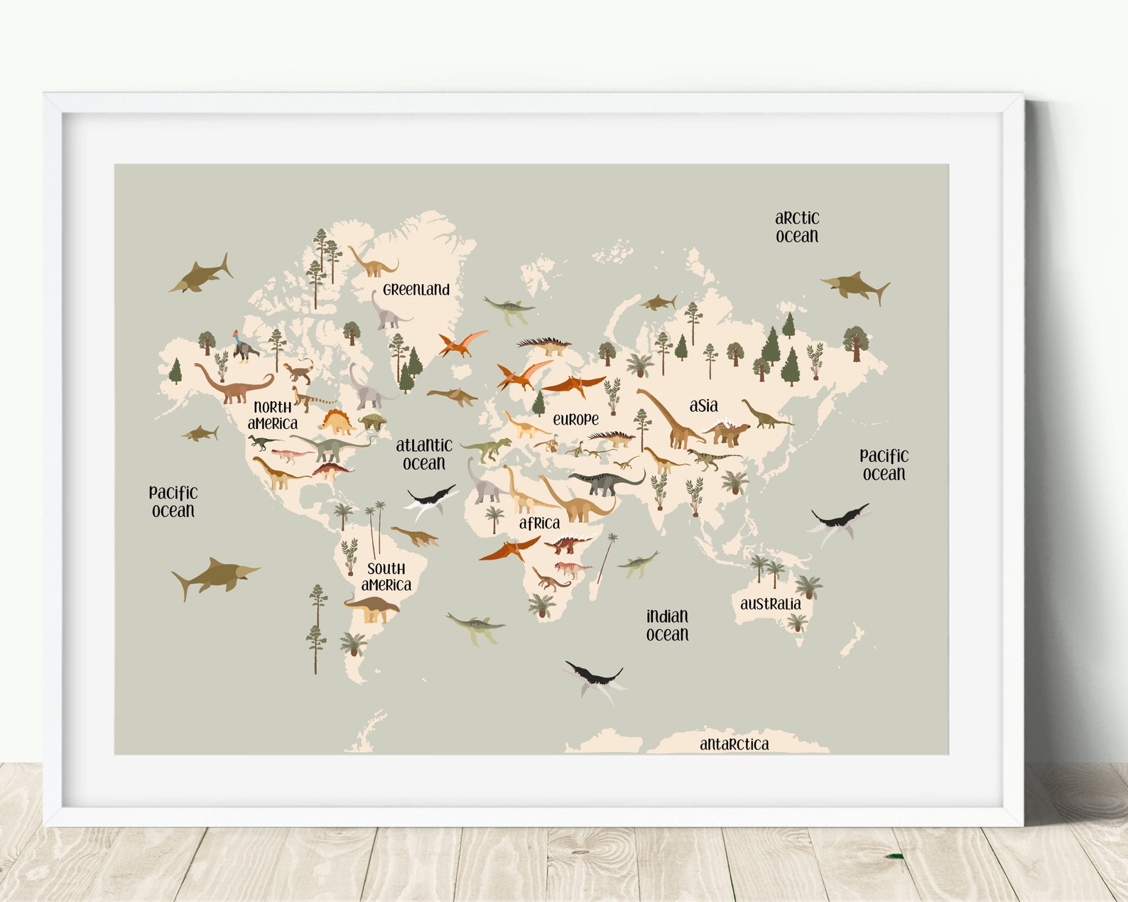 PRINTABLE Dinosaur Map in Green, Jurassic World Map, Kids Dinosaur ...