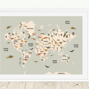 PRINTABLE Dinosaur Map in Green, Jurassic World Map, Kids Dinosaur ...