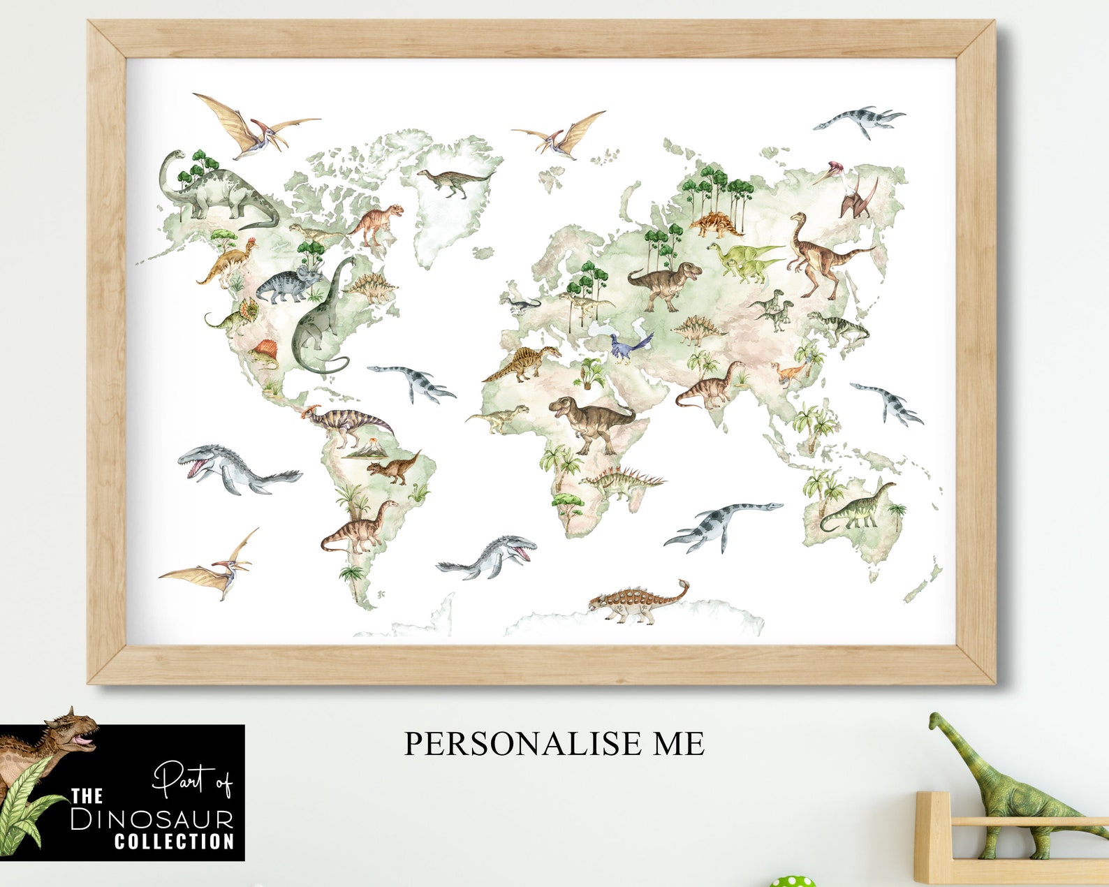 Dinosaur World Map Kids World Map Dinosaur Print Dinosaur - Etsy UK