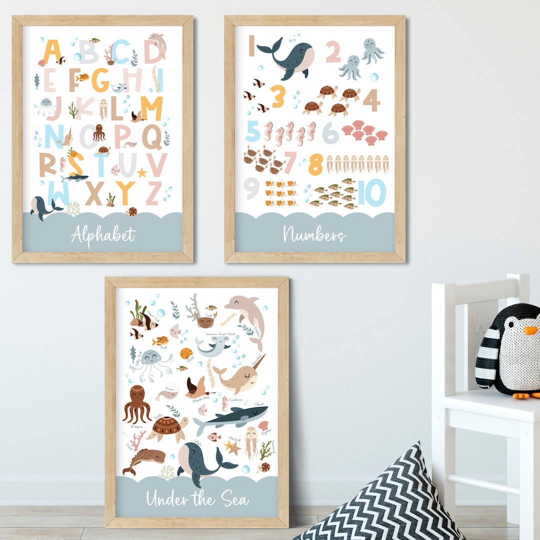 PRINTABLE Set of 3 Under the Sea Prints. Ocean Nursery Prints, Sea Life ...