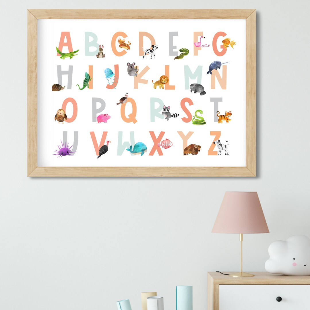 PRINTABLE Animal Alphabet, ABC, Poster, Alphabet Print, Girls Bedroom ...