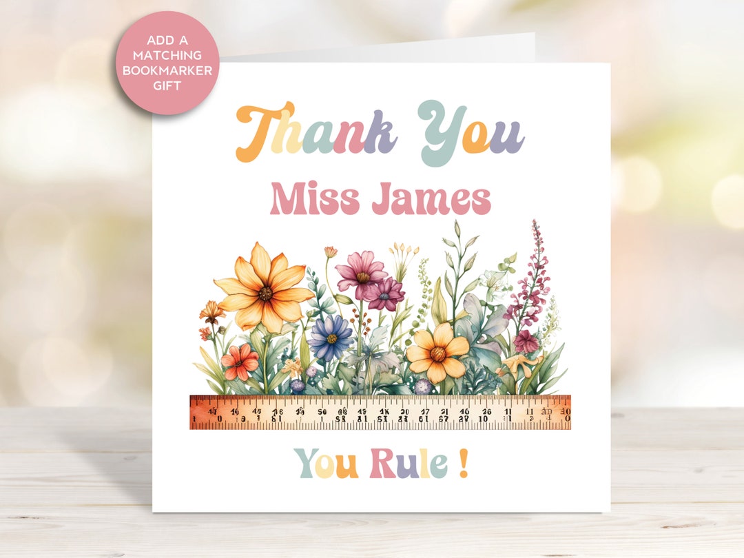Personalised Teacher Card Thank You Teacher Teacher You Rule TA ...