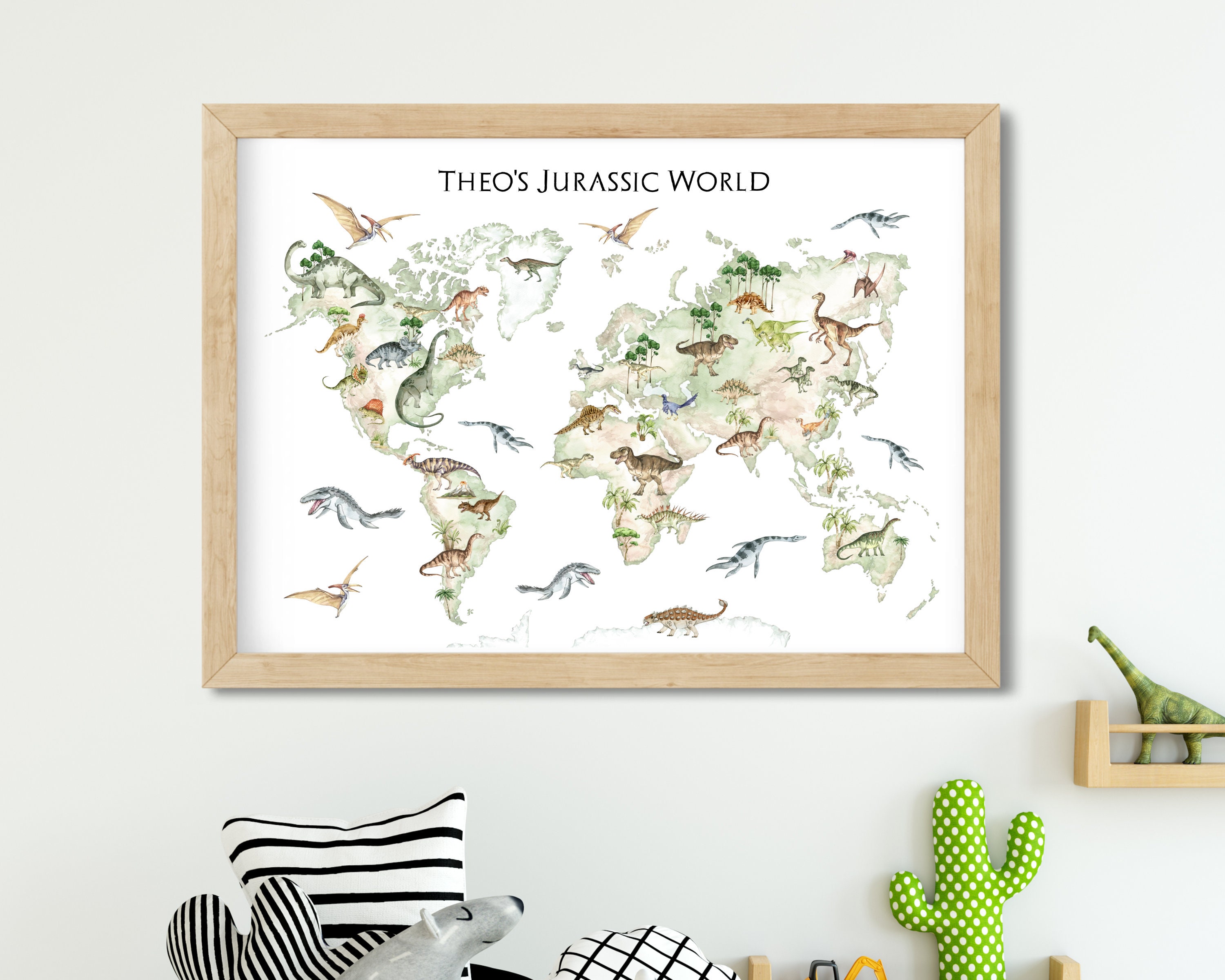 Dinosaur World Map Kids World Map Dinosaur Print Dinosaur - Etsy UK