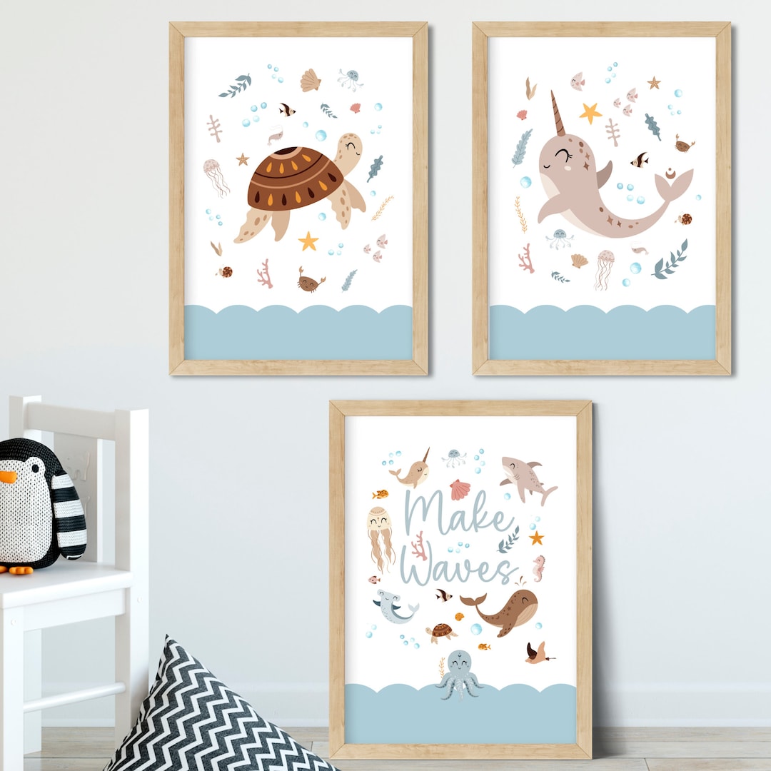 PRINTABLE Set of 3 Under the Sea Prints. Ocean Nursery Prints, Sea Life ...