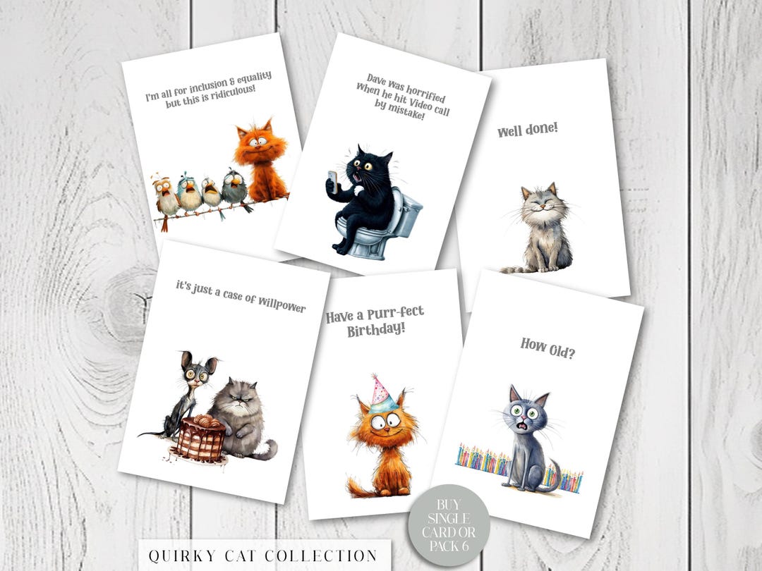 Funny Cat Greeting Cards Blank Inside Humorous Cat Lover Cards Sarcasm ...