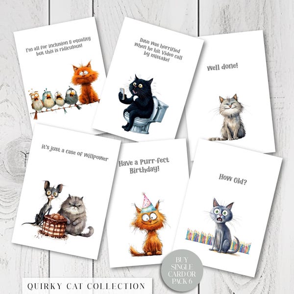 Funny Cat Card - Etsy UK