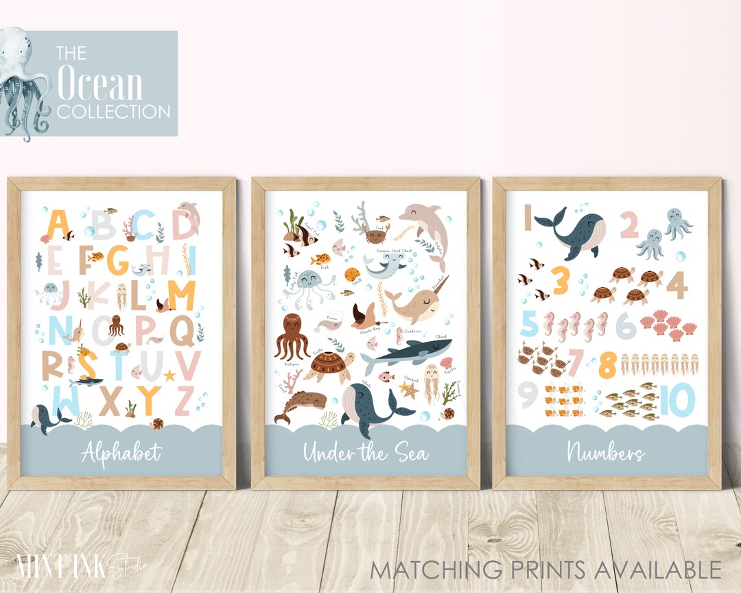 PRINTABLE Set of 3 Under the Sea Prints. Ocean Nursery Prints - Etsy