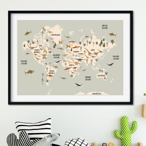 PRINTABLE Dinosaur Map in Green, Jurassic World Map, Kids Dinosaur ...