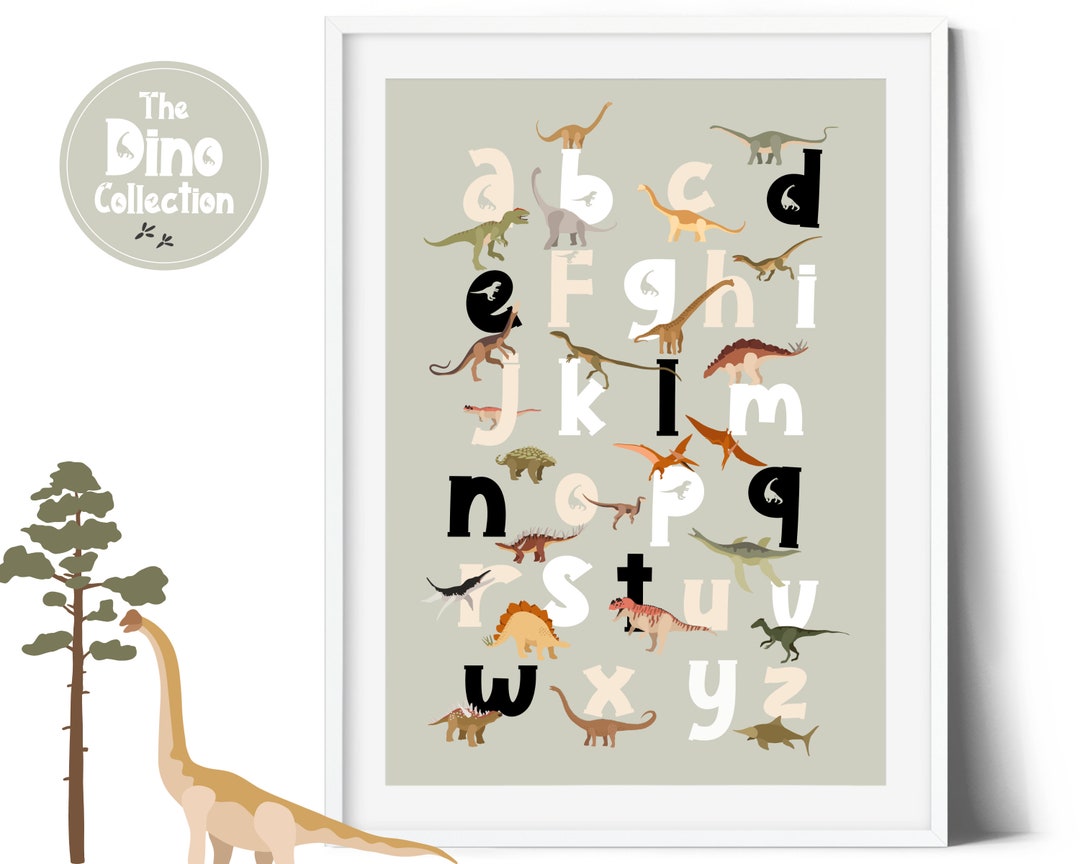 PRINTABLE Dinosaur Alphabet, Dinosaur Bedroom, Jurassic World, Dinosaur ...