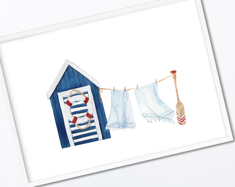 PRINTABLE Set of 4 Beach Prints Beach House Decor Beach Hut - Etsy