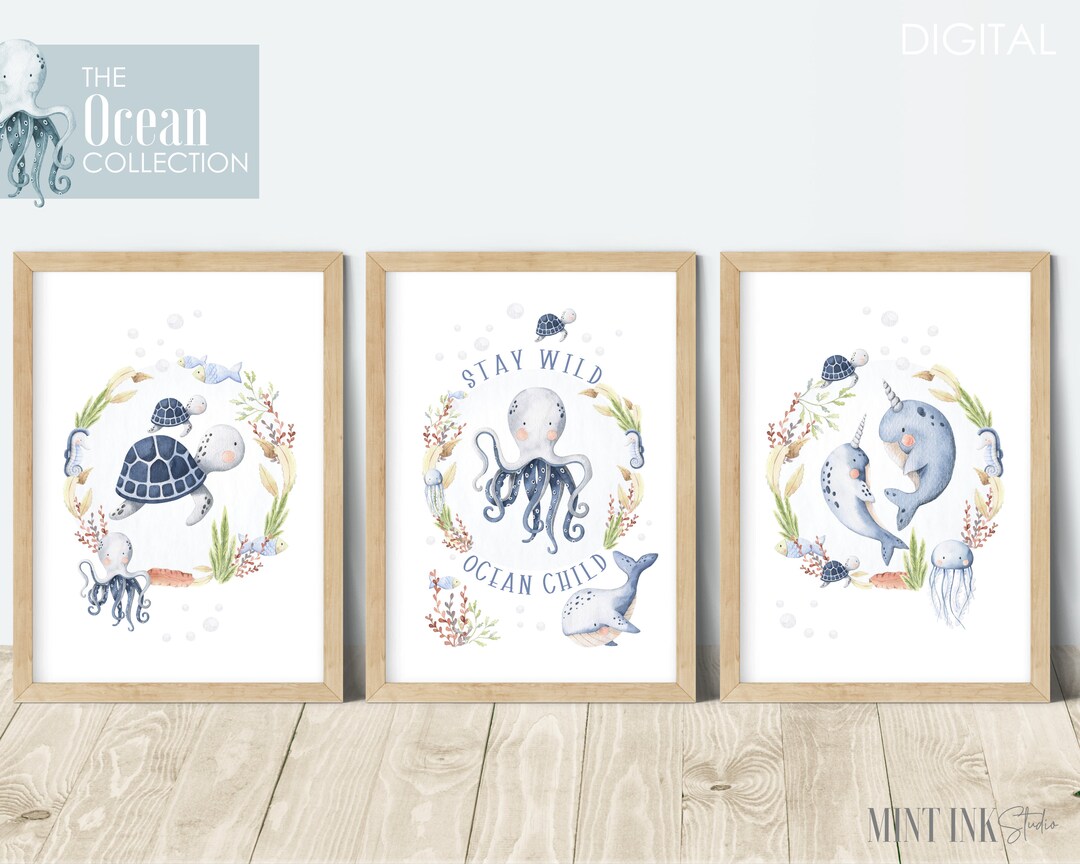 PRINTABLE Set of 3 Under the Sea Prints. Ocean Nursery Prints - Etsy