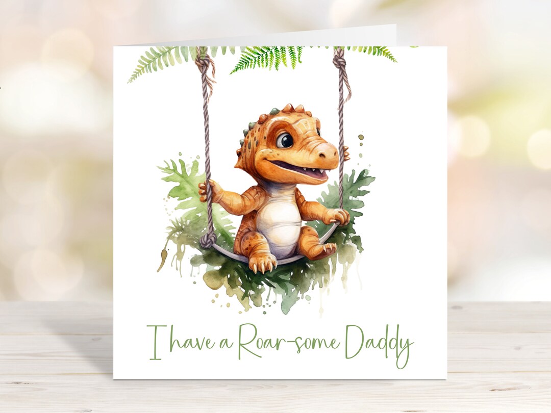 Father's Day Card, Roarsome Daddy Card, Cute Dad Birthday Card, Cute ...