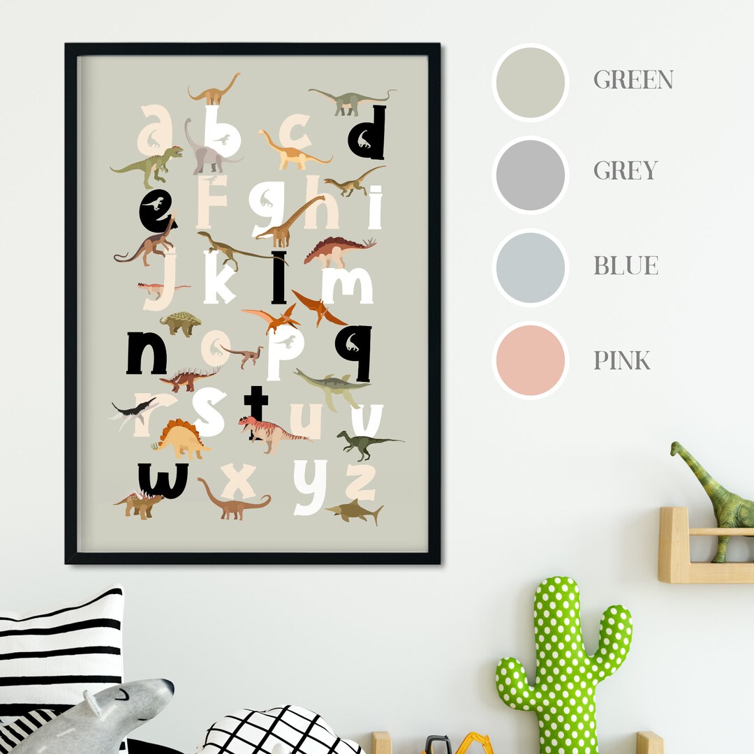 Dinosaur Alphabet Print Dinosaur Bedroom Decor Jurassic - Etsy